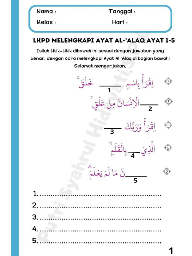 LKPD Surat Al-Alaq Kls 3 | PDF