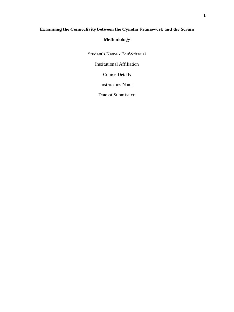 Examine The Connectivity Between The Cynefin Framework and The Scrum ...