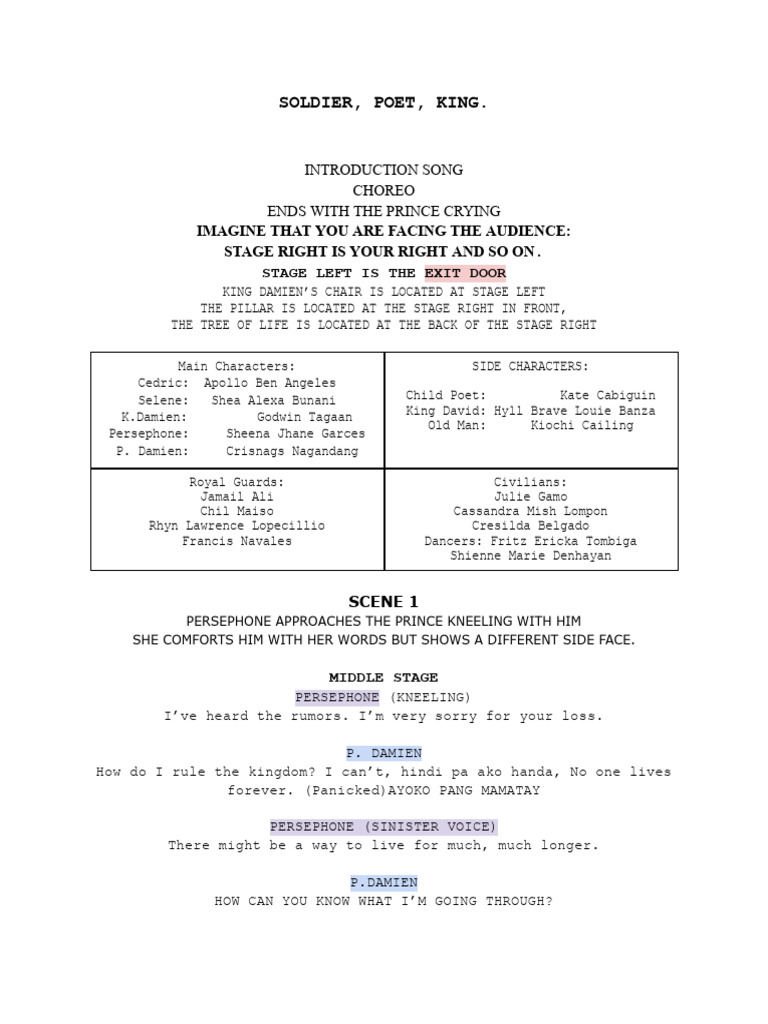 FINAL Soldier Poet King Script 1 | PDF