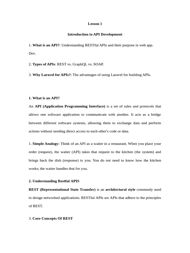 Lesson 1 Introduction To API Development | PDF