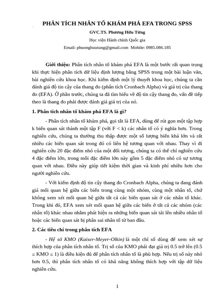 3. PHÂN TÍCH NHÂN TỐ KHÁM PHÁ EFA TRONG SPSS-PHT | PDF