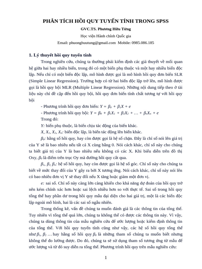 Phân Tích H I Quy B I Trong SPSS-PHT | PDF