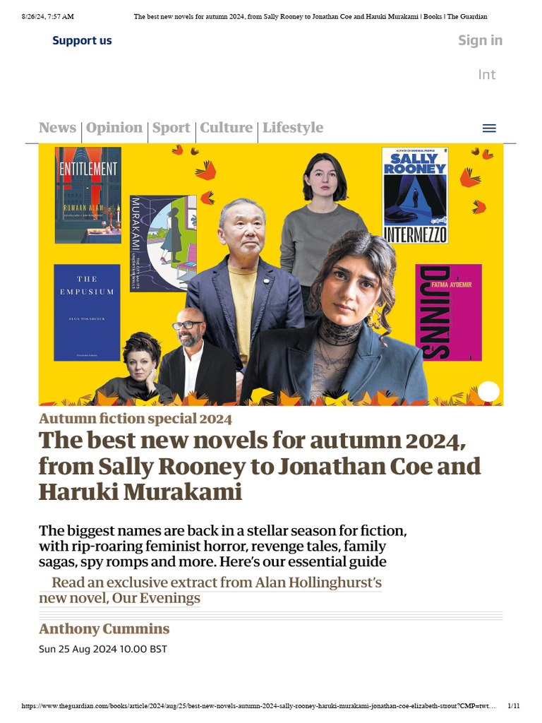 The Best New Novels For Autumn 2024, From Sally Rooney To Jonathan Coe ...