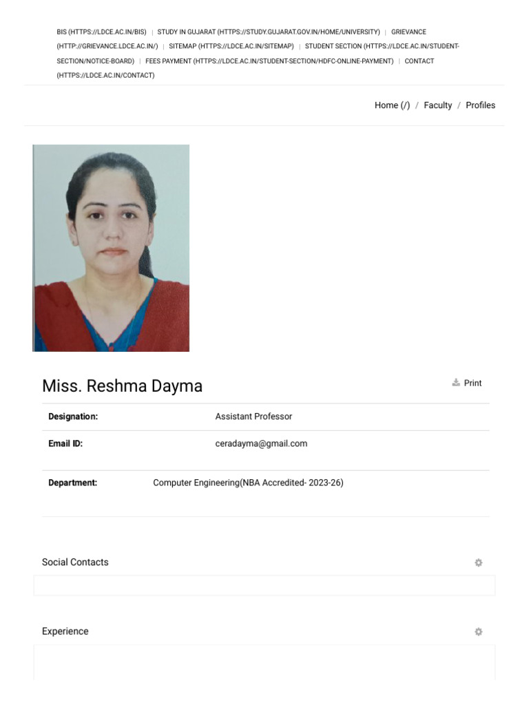 Reshma Dayma - Faculty of Computer Engineering (NBA Accredited - 2023-26) - L. D. College of ...
