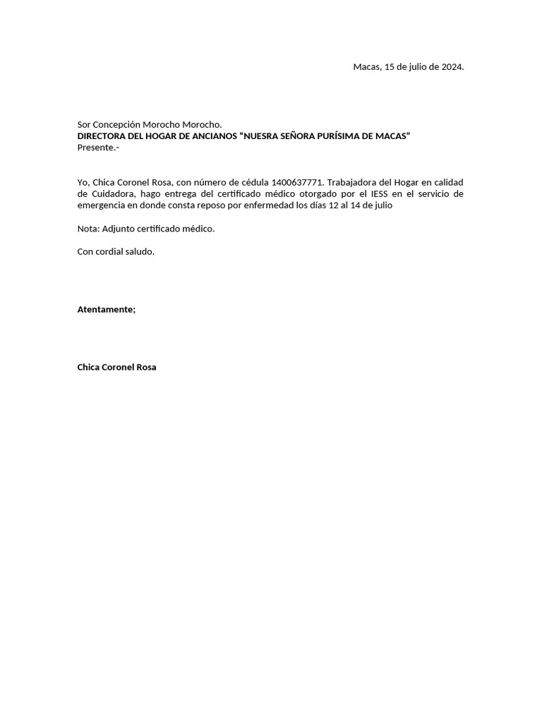 Entrega Certificados de Reposo Medico | PDF