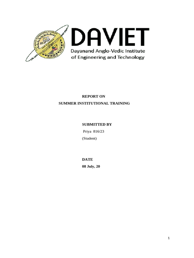 Priya Summer Training File | PDF