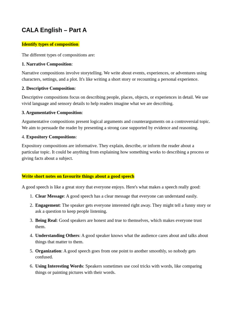 English CALA Sample | PDF