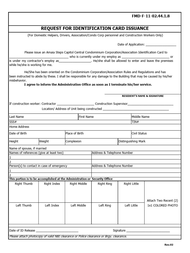 Request For ID Card Issuance | PDF