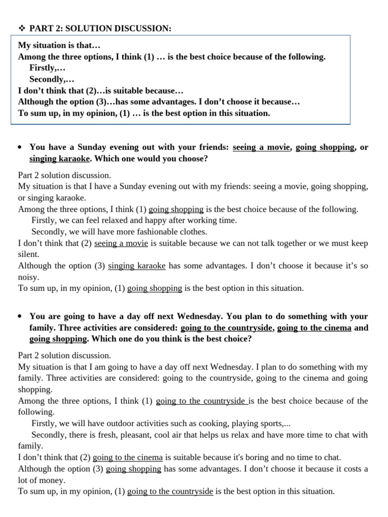 SPEAKING Part 2 | PDF