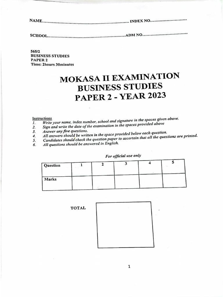 Business Studies p2 Mokasa 2 July 2023 Mocks | PDF