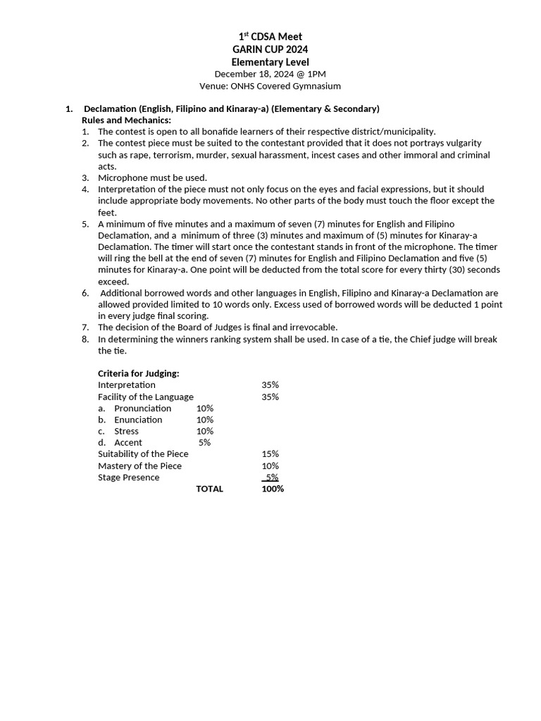 1st CDSA MeetRules Criteria Cultural | PDF | Stress (Linguistics ...