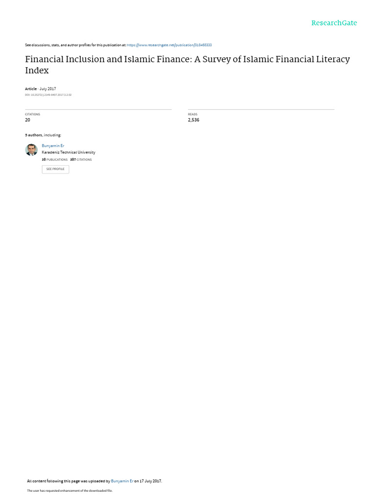 Financial Inclusion and Islamic Finance: A Survey of Islamic Financial ...