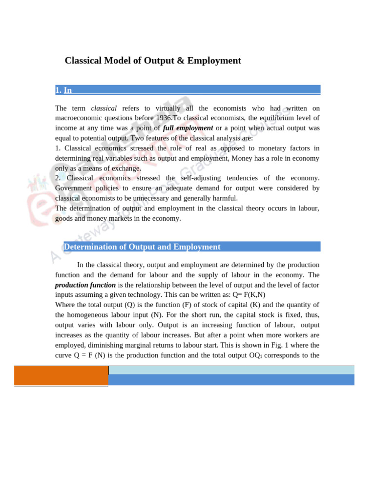 Classical Model of Output | PDF