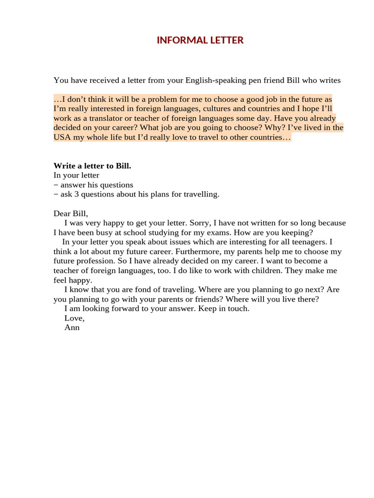 Informal Letter | PDF