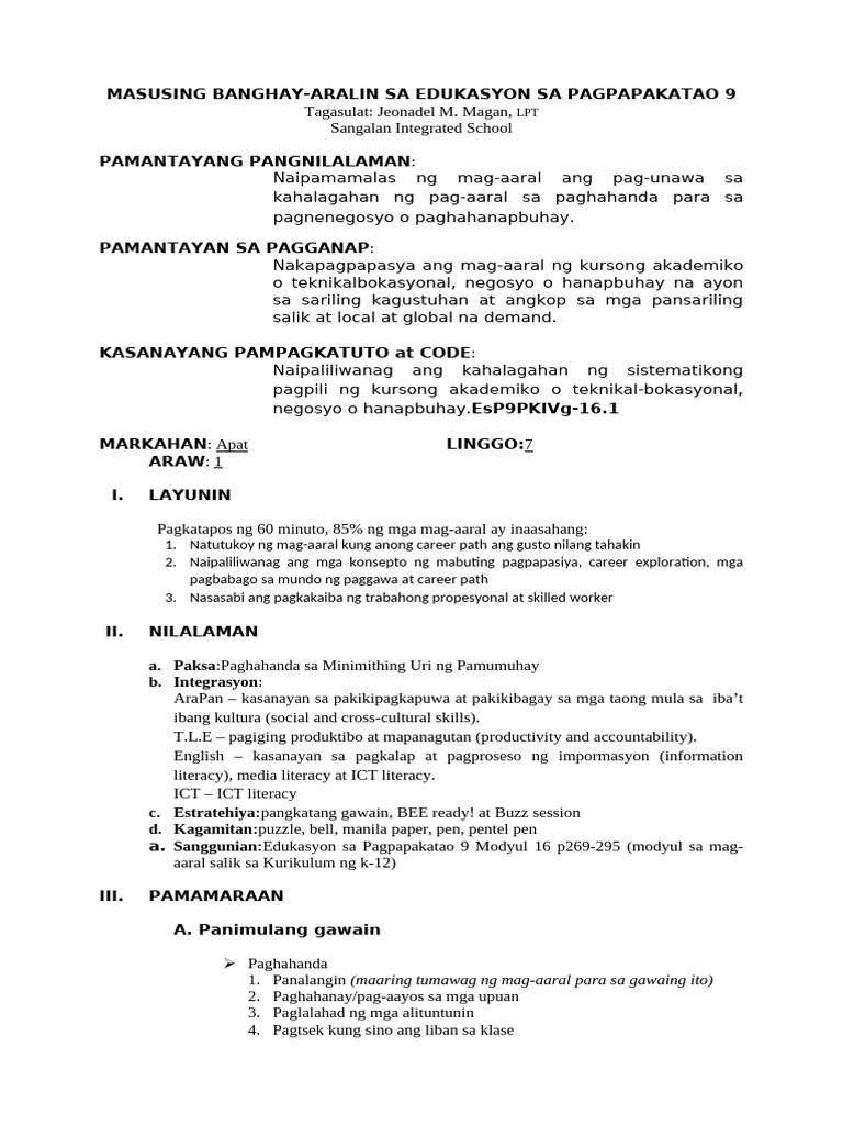 ESP 9 Modyul 16 Q4 | PDF