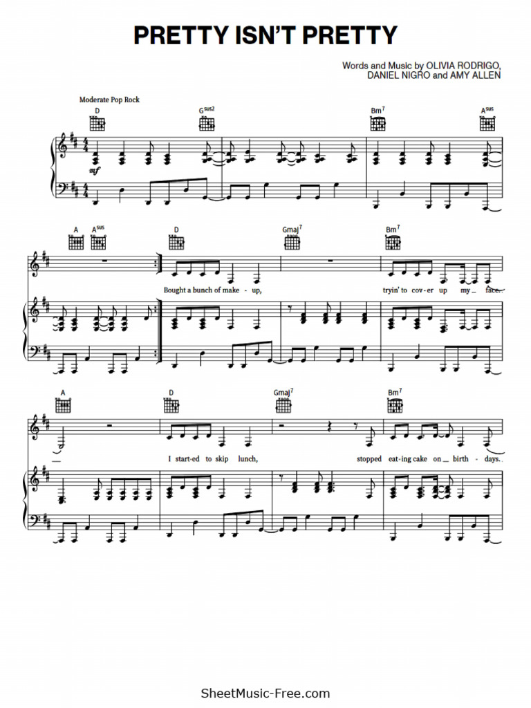 Pretty Isnt Pretty Sheet Music Olivia Rodrigo SheetMusic | PDF
