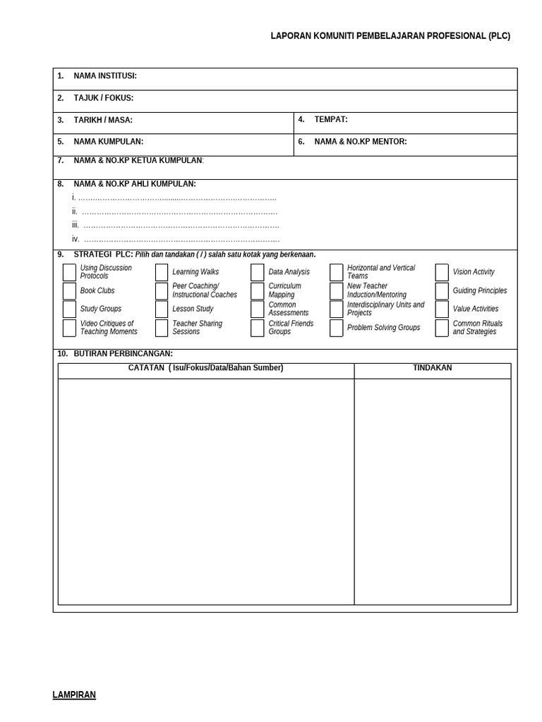 Borang Laporan PLC - 1 | PDF