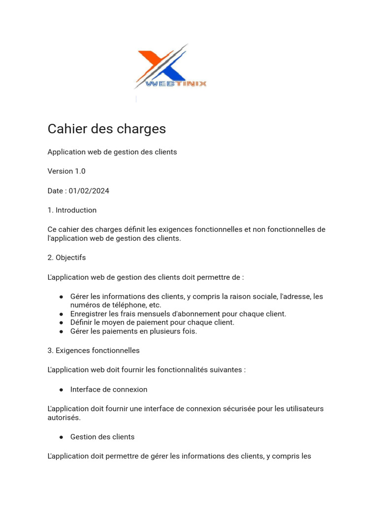 Cahier Des Charges | PDF