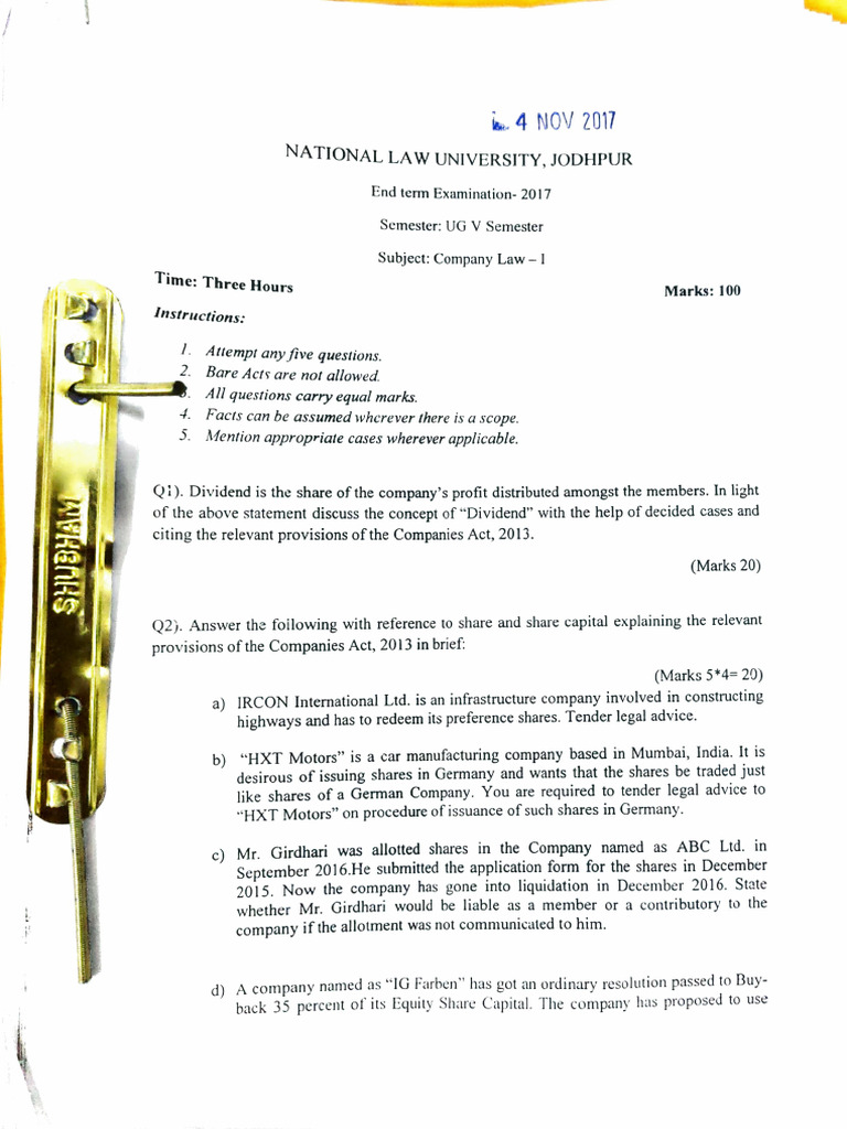 Endterm QPs Sem V 2017 | PDF