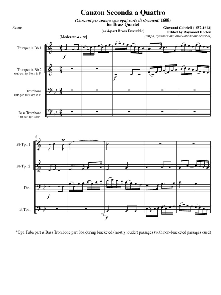 Gabrieli Canzon Seconda A Quattro Score | PDF