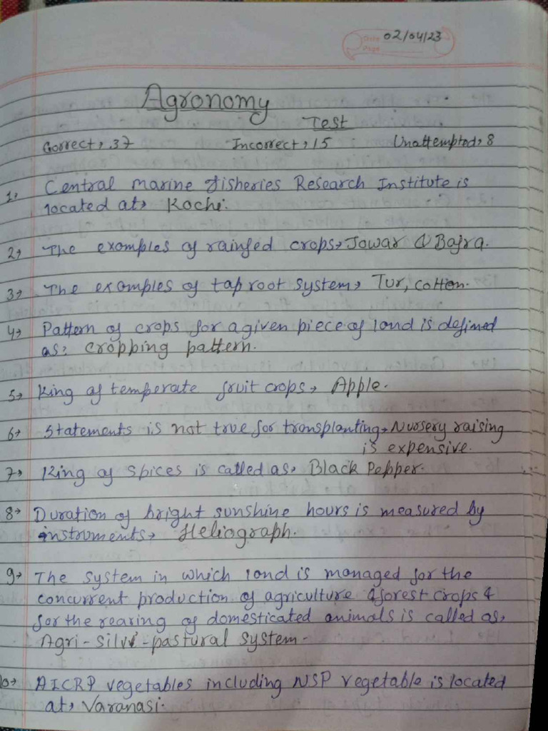 Agronomy Test Analysis Divyanshu Verma Pdf