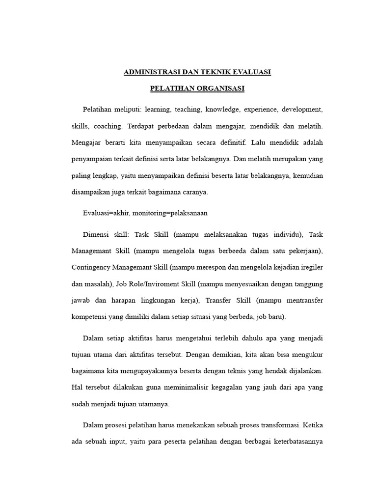 Administrasi Dan Teknik Evaluasi Pelatihan Organisasi (Ihsan S. Anwar ...