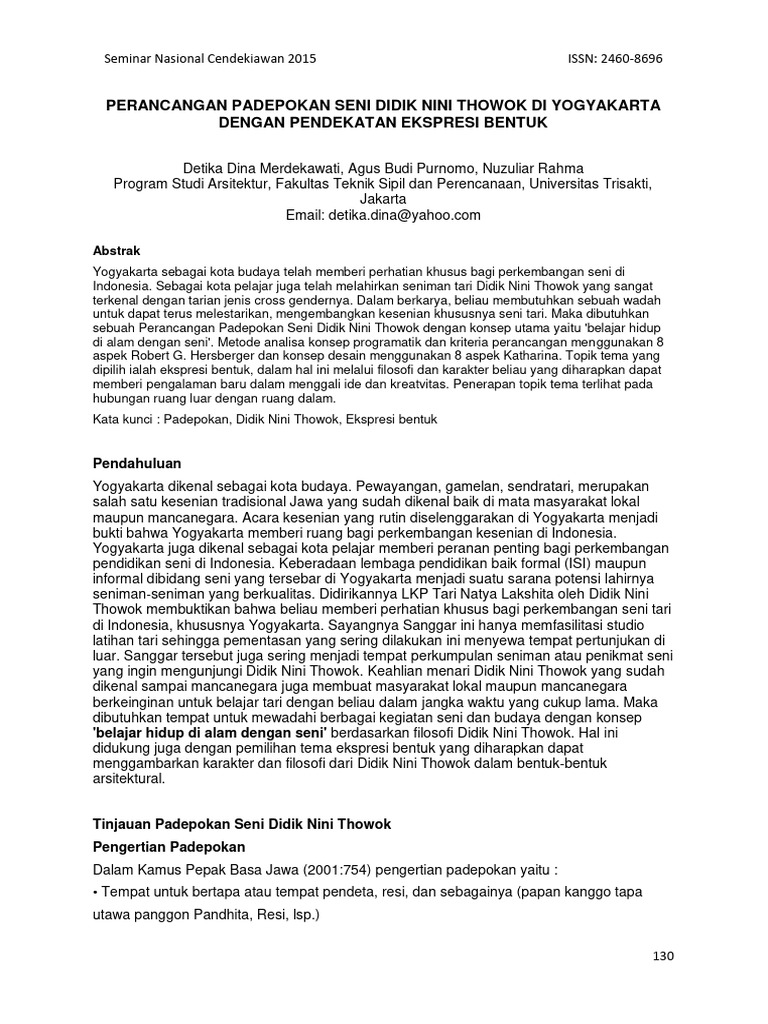 ID Perancangan Padepokan Seni Didik Nini TH | PDF