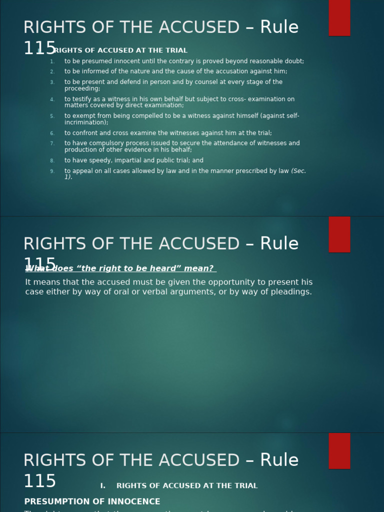 10 RIGHTS OF THE ACCUSED Ule 115 | PDF