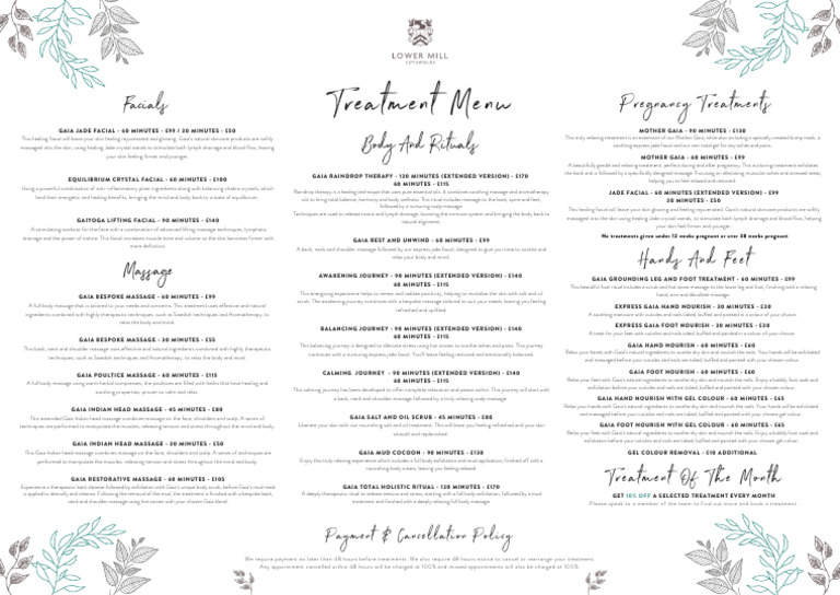 Spa Treatment Menu June 24 | PDF