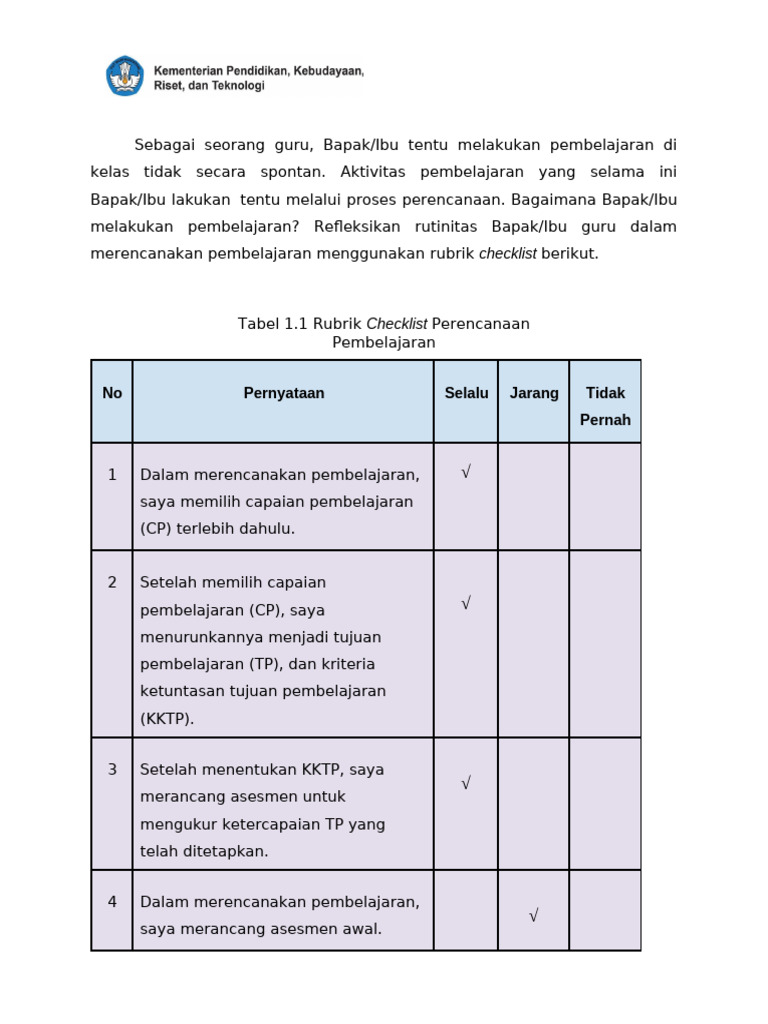 1.1. CEKLIS MATERI PPG PPA Umum Topik 1 Teks 1 Ok | PDF