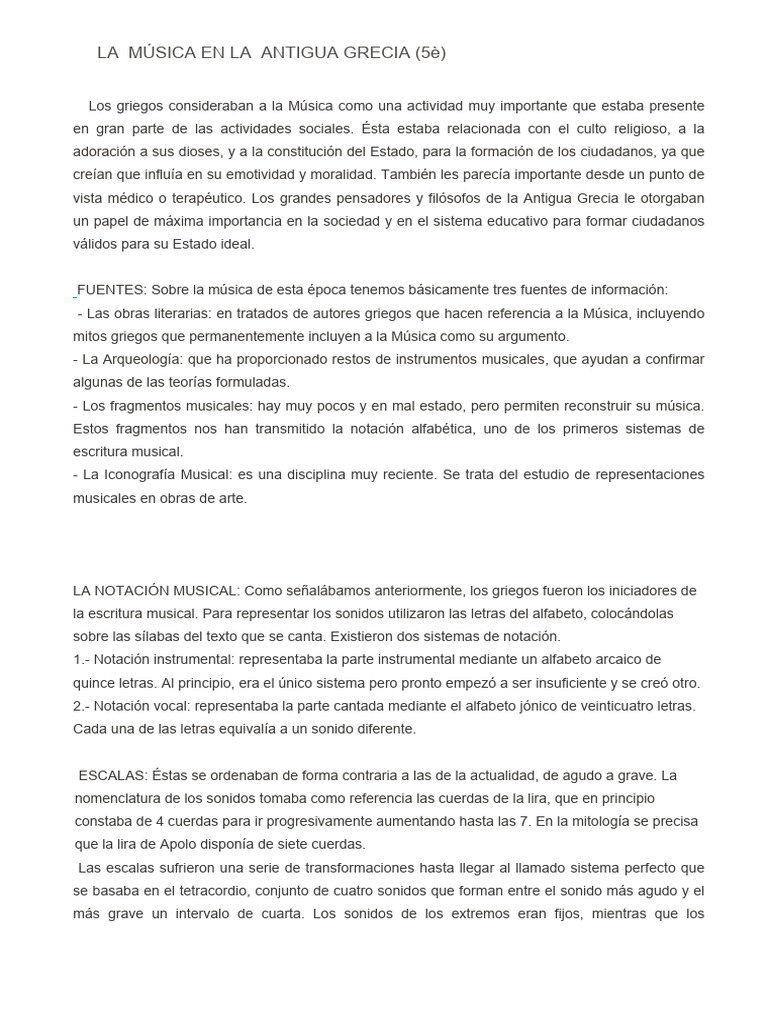 La Música en La Antigua Grecia | PDF