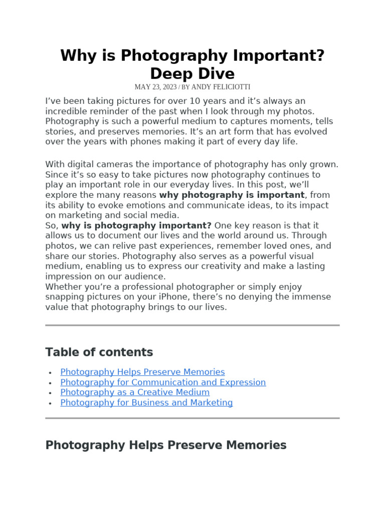 Why Is Photography Important 2 | PDF