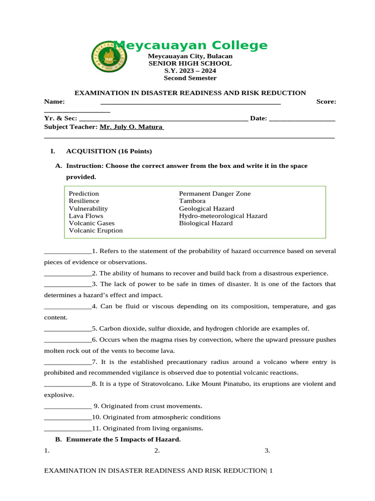 DRRR - Examination | PDF