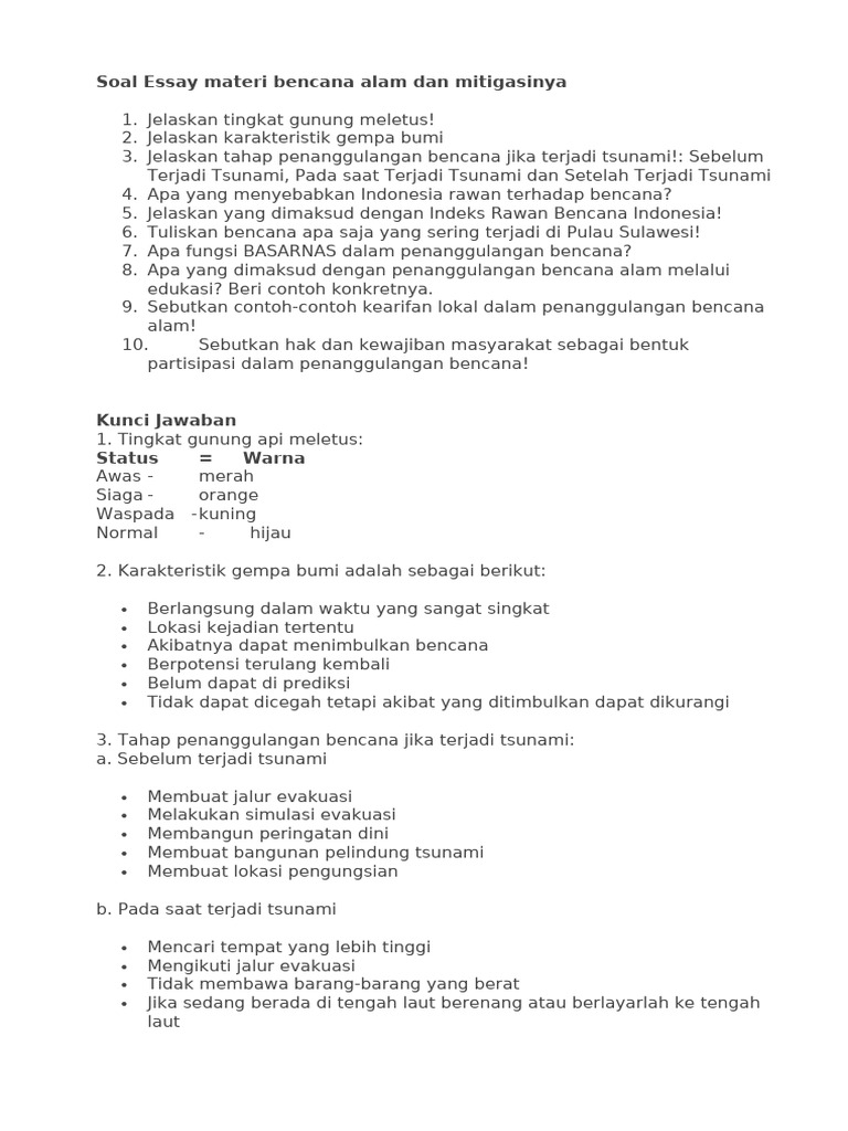 Soal Mitigasi Bencana | PDF