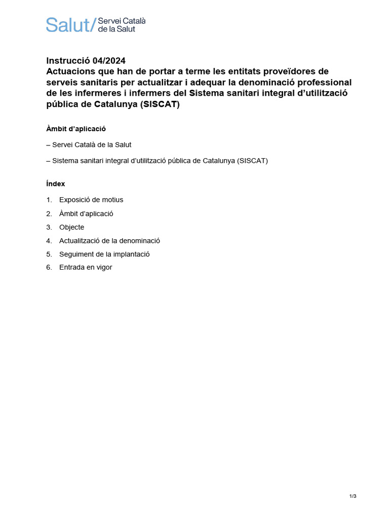 Catsalut Instruccio 04 2024 | PDF