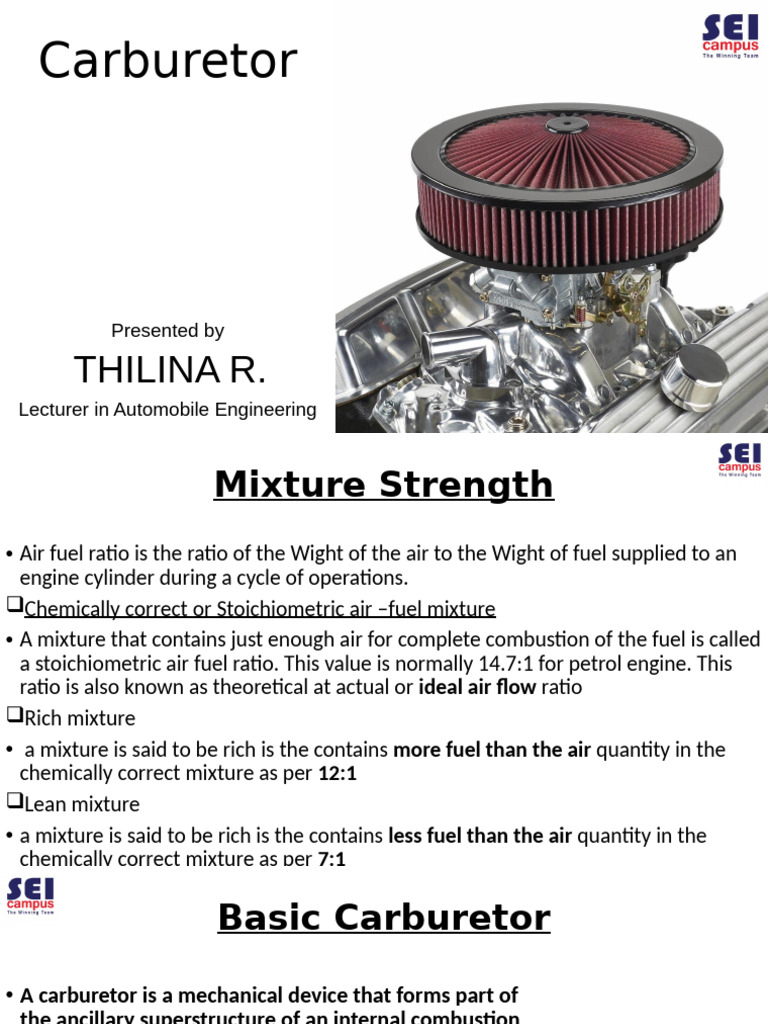 Presentation - Lesson 07 - Carburetor | PDF
