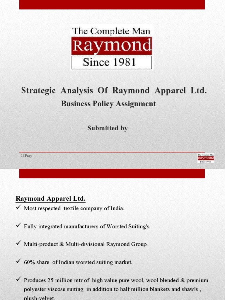 Raymond Apparel Ltd. Competitive Analysis | PDF | Brand | Strategic ...