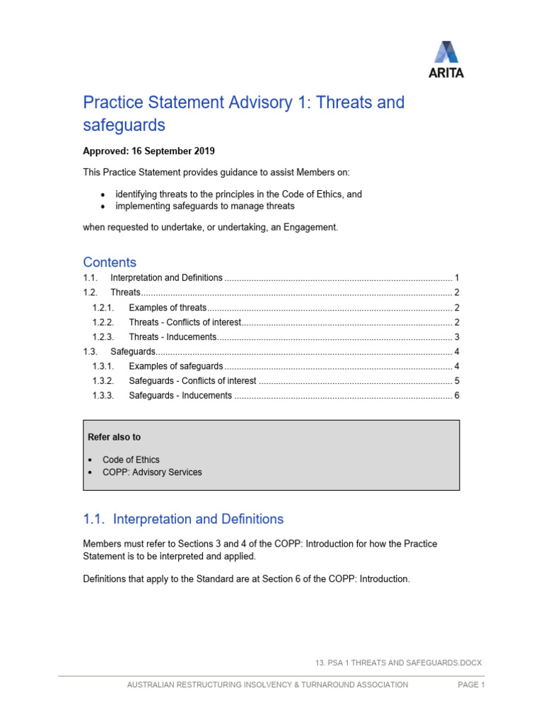 PSA 1 Threats and Safeguards | PDF PSA 1 Threats and Safeguards | PDF