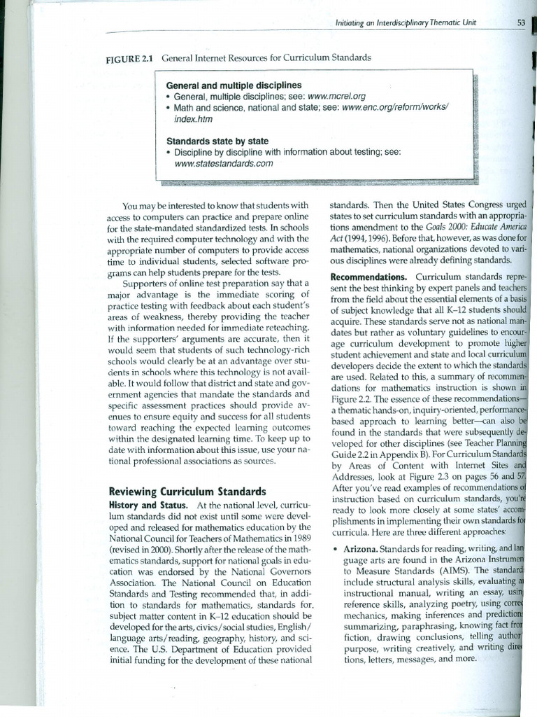 A Guide For Developing Interdisciplinary Thematic Units - Chapter 2 | PDF