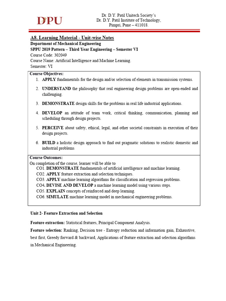 Unit No 02 Feature Extraction And Selection Pdf