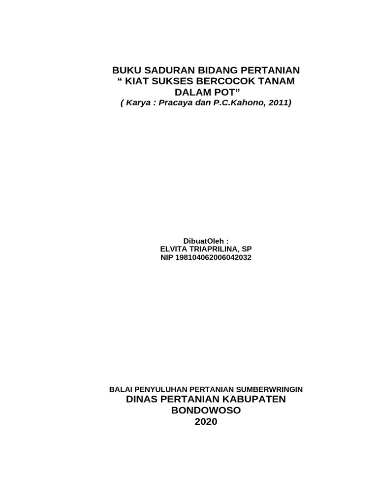 Buku Saduran Bidang Pertanian Bercocok Tanam Dalam Pot | PDF