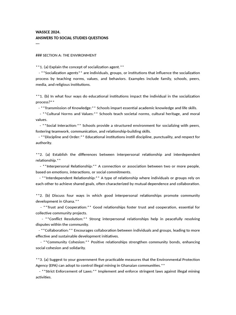 Solutions To Wassce 2024 Questions | PDF