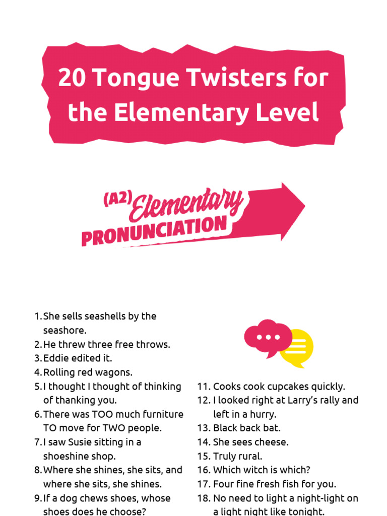 ? The List With 20 Tongue Twisters For The Elementary Level PDF | PDF
