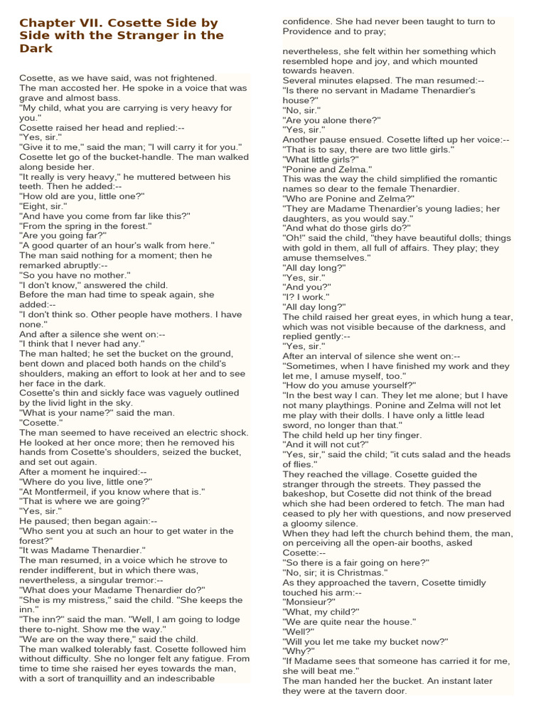 Ecerpt Text Froom Les Mesirables | PDF | Cosette