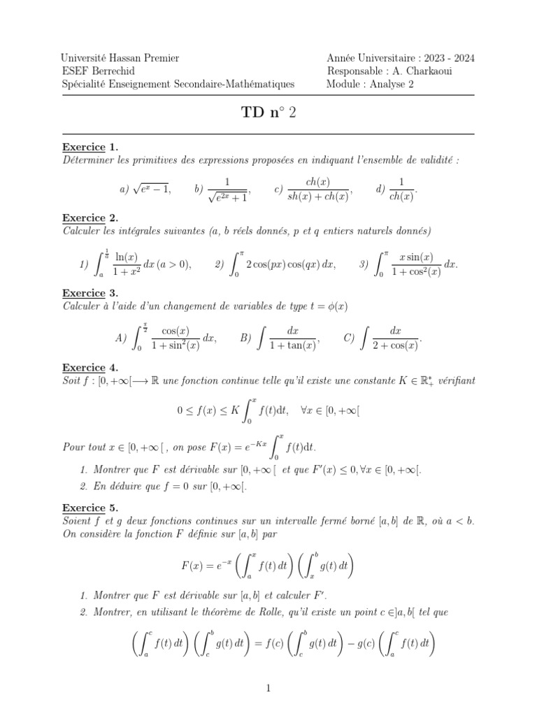 TD2 Calcule Integrale | PDF