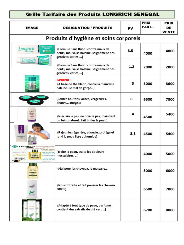 Grille Tarifaire Des Produits IMAGE | PDF
