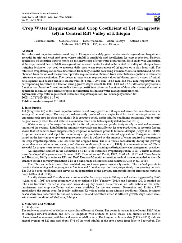 Tef CWR and KC - 2020 | PDF