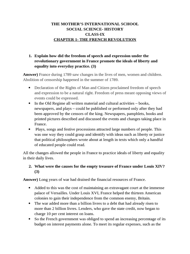 Model Answers-French Revolution | PDF