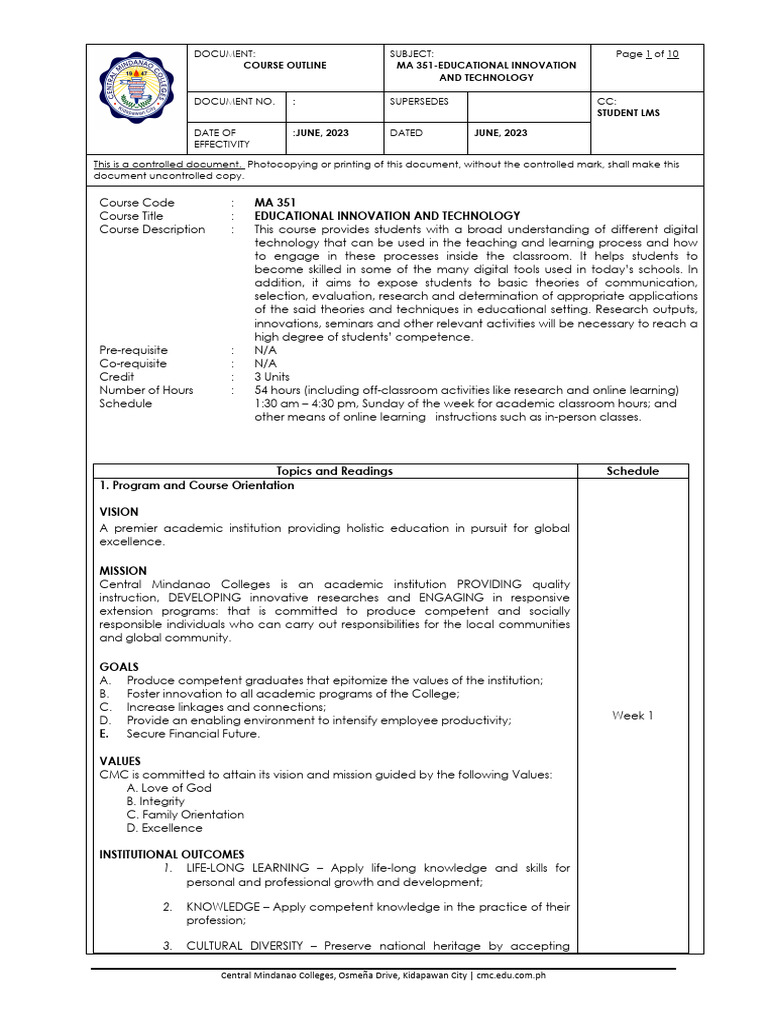 Course Outline | PDF