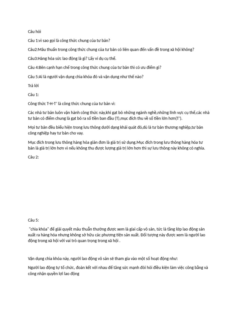 Câu hỏi KTCT | PDF